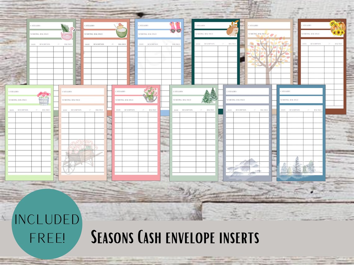 Cash Envelope Inserts, Cash Transaction Register, Cash Envelope Tracker ...