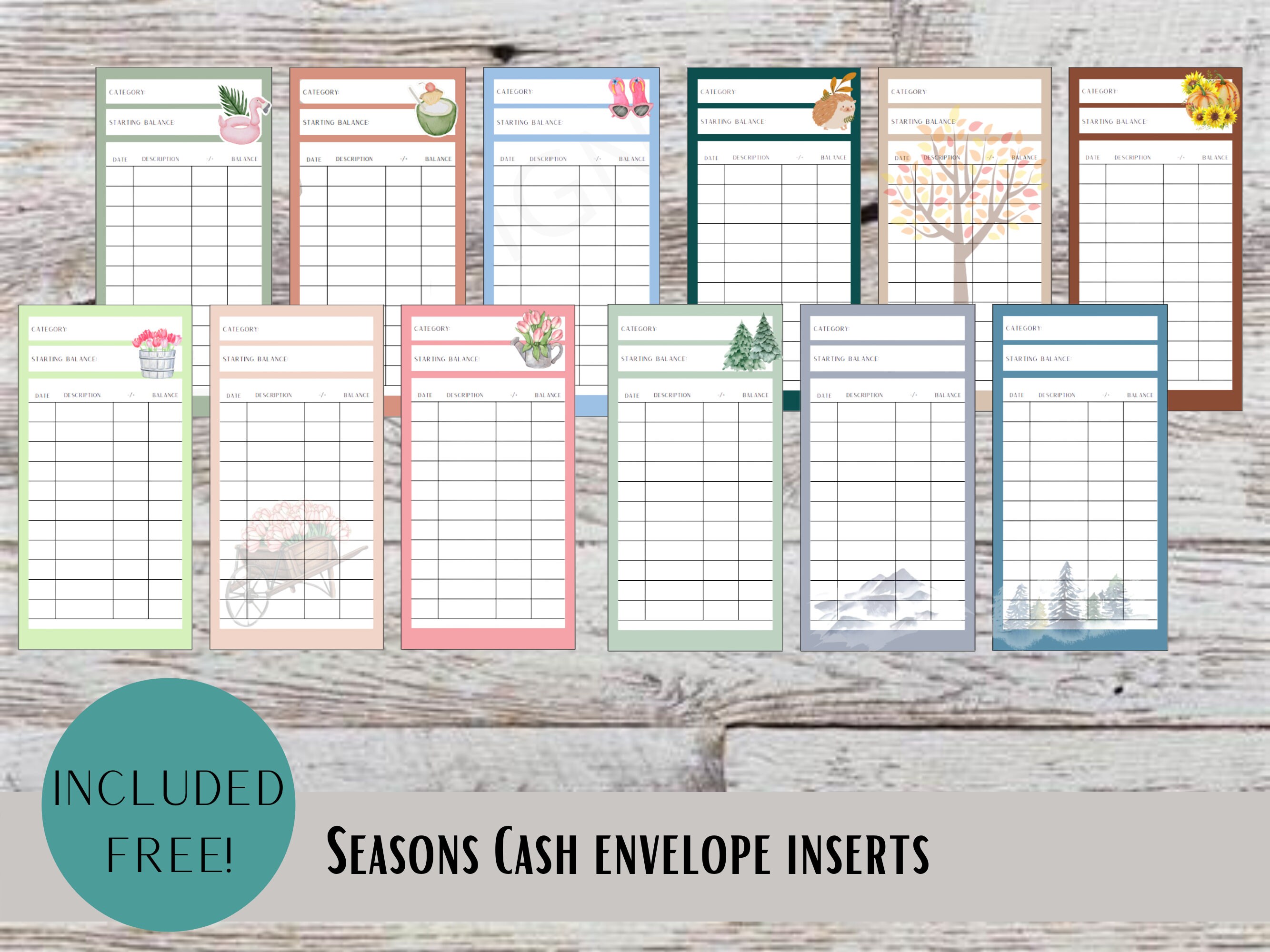 Cash Envelope Inserts, Cash Transaction Register, Cash Envelope Tracker ...