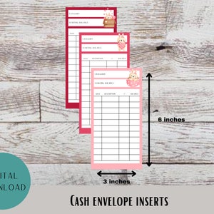 Cash Envelope Inserts, Cash Transaction Register, Cash Envelope Tracker ...