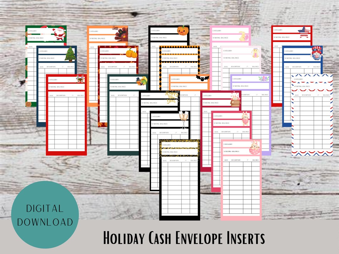 Cash Envelope Inserts, Cash Transaction Register, Cash Envelope Tracker ...