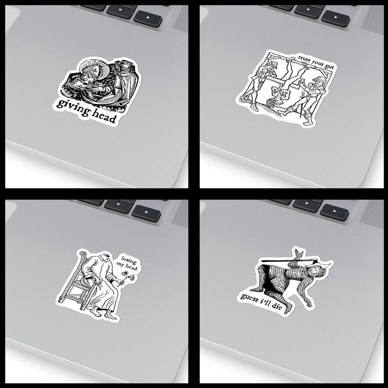 Sarcastic Middle Ages Sticker Set Hand Drawn Medieval Woodcut - Etsy