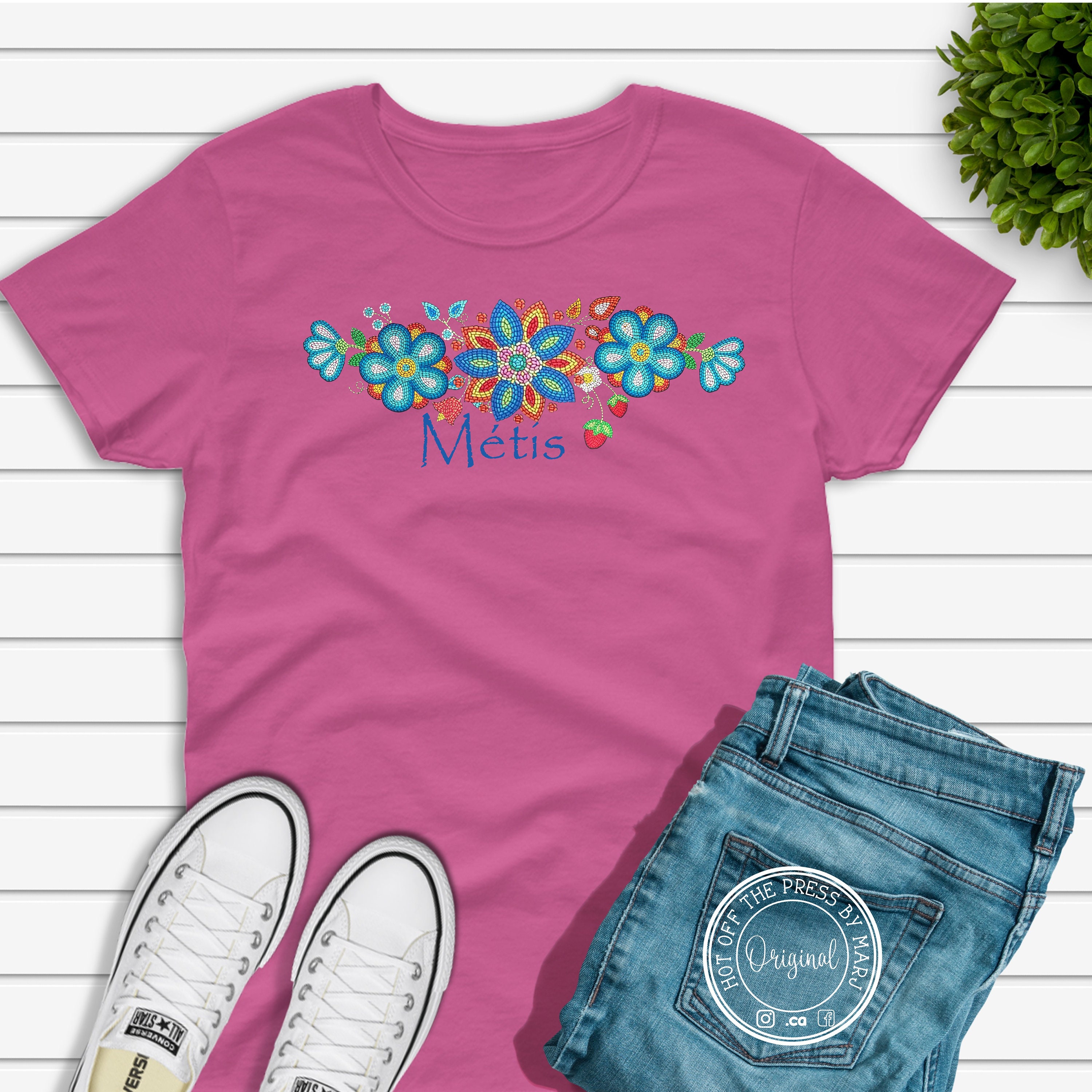 Metis and Indigenous T-shirts With Flowers, Metis, Indigenous, Beading ...