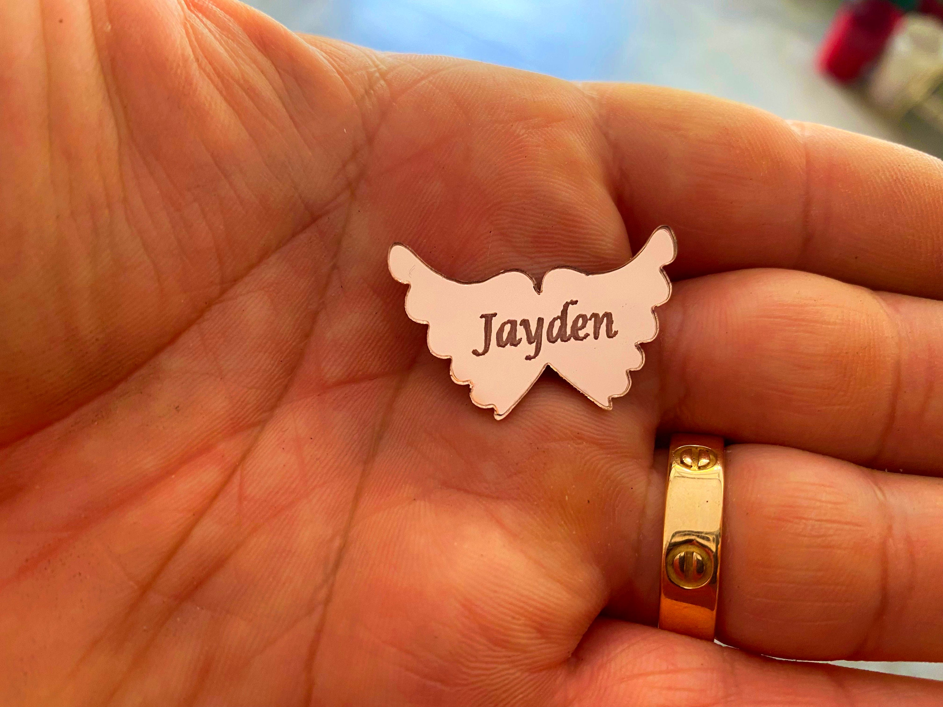 Personalized Acrylic Mirror Angel Wings Tag: Baby Shower Favor - Etsy