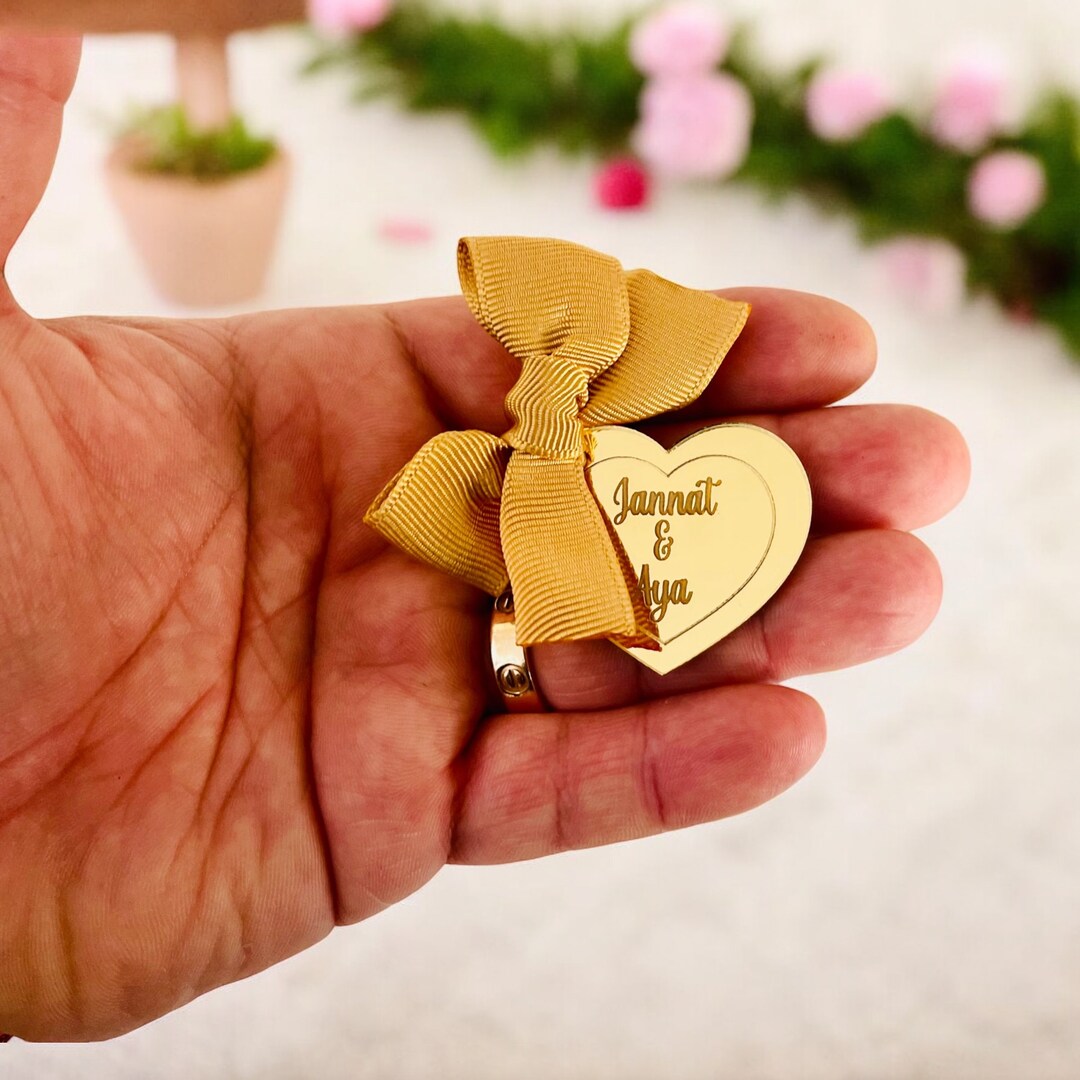 Acrylic Mirror Heart Tag, Personalized Engagement or Wedding Favor Tag ...