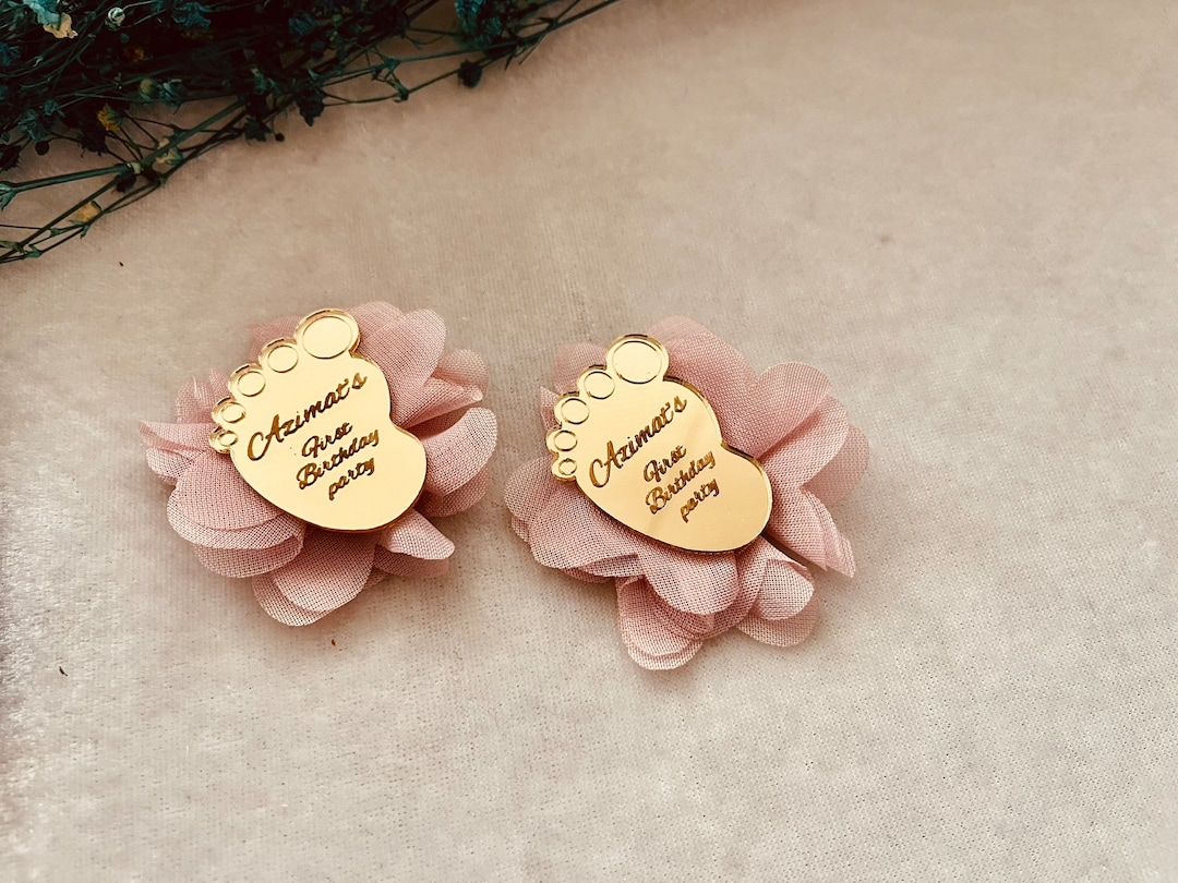 Gold Baby Feet Magnet, Personalized Baby Shower Favor, Custom Newborn ...