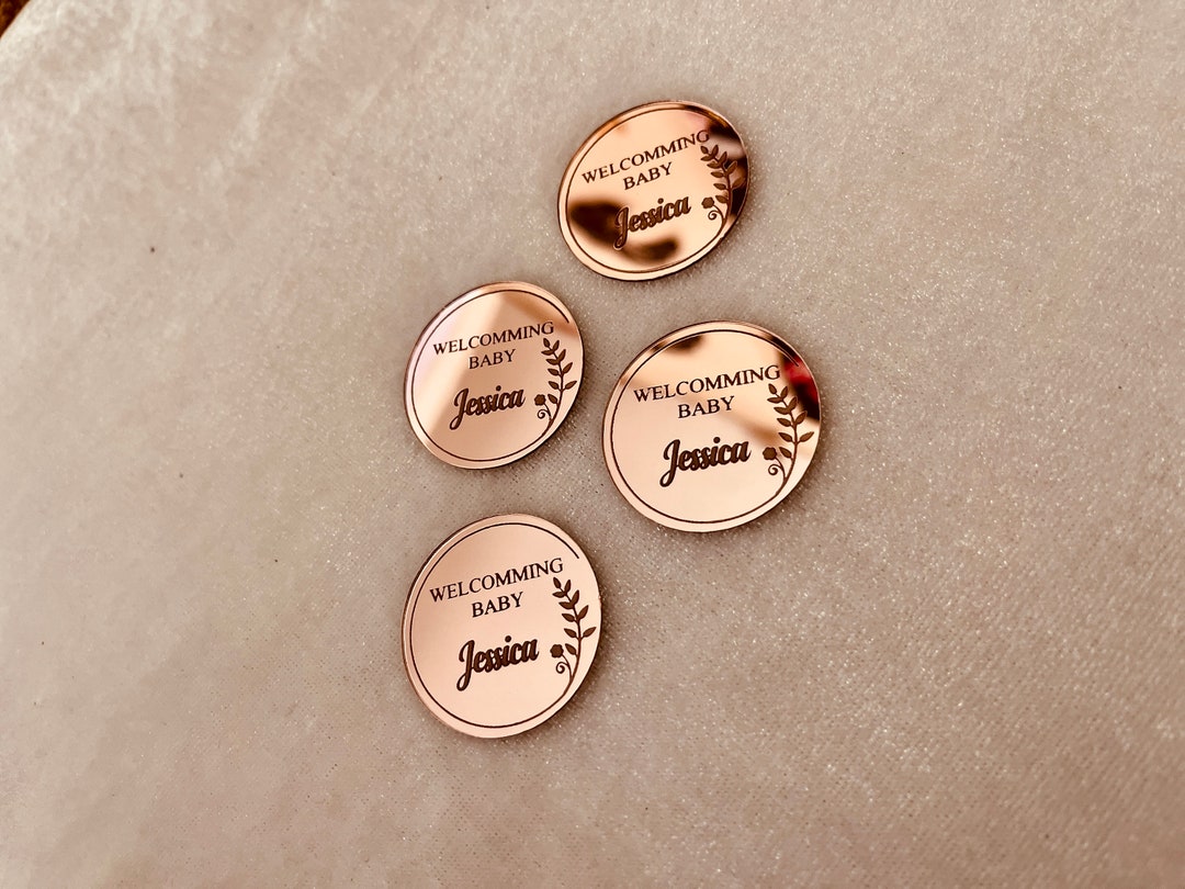 Personalized Acrylic Mirror Tag Laser Engraved Wedding Baby Shower ...