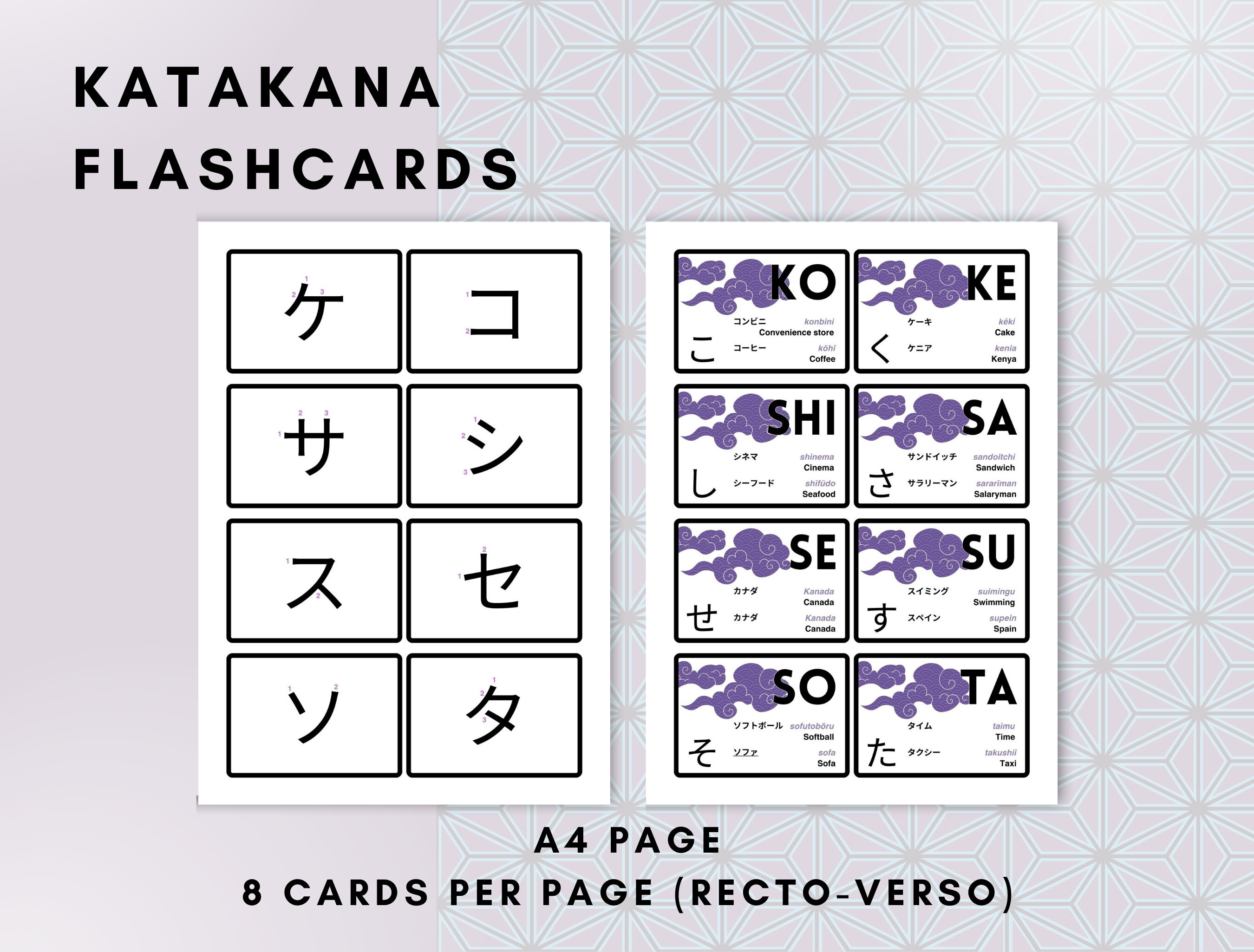 Katakana Flashcards, Learn Japanese Alphabets for Beginners - Etsy