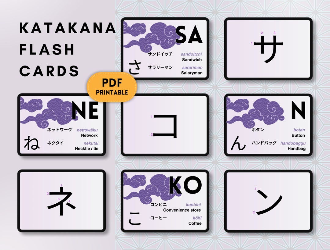 Katakana Flashcards, Learn Japanese Alphabets for Beginners - Etsy