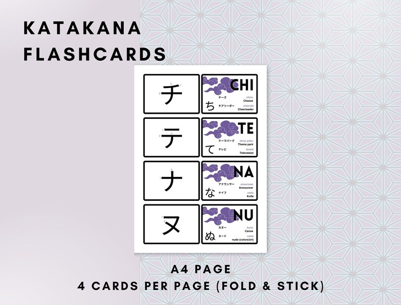 Katakana Flashcards, Learn Japanese Alphabets for Beginners - Etsy