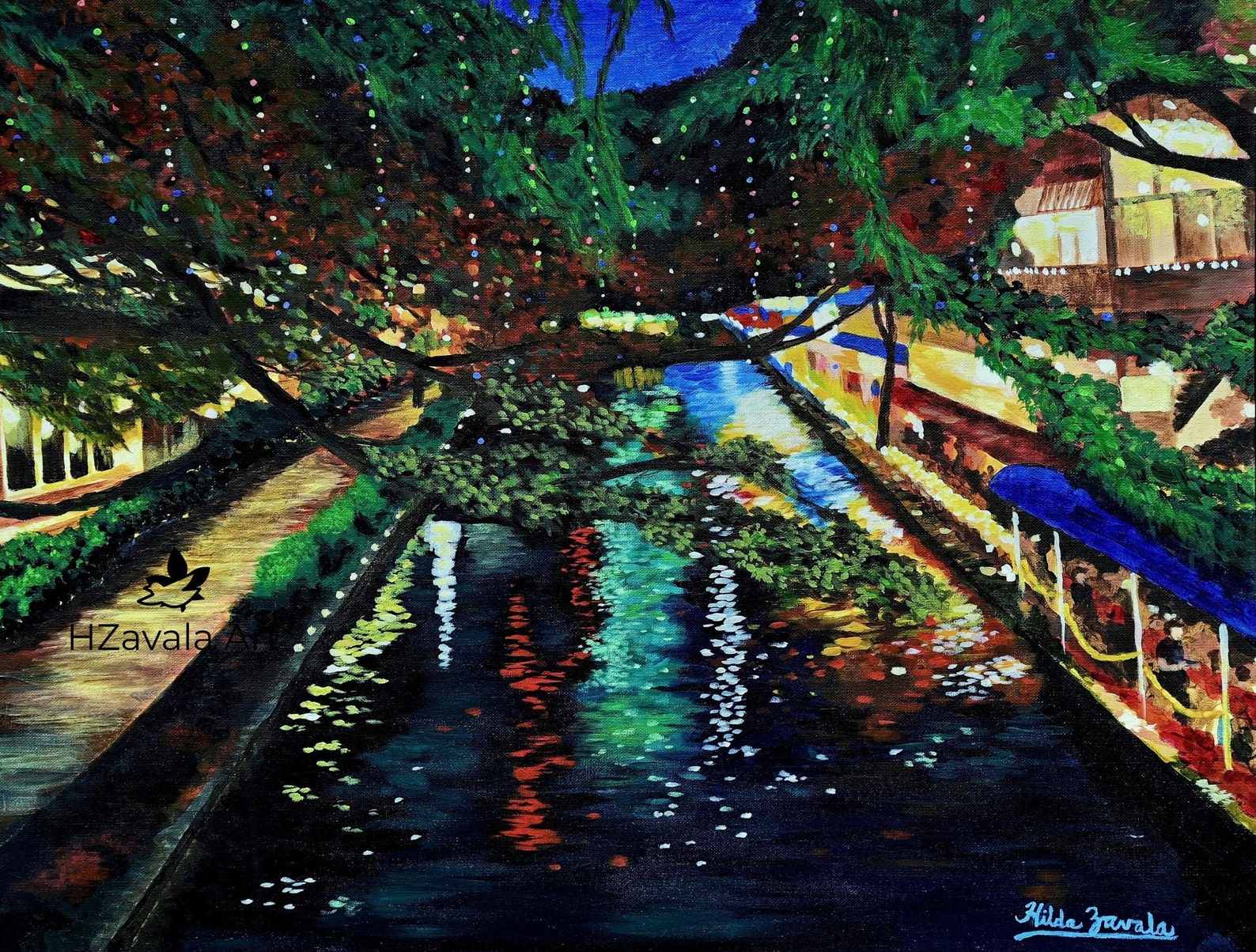 Riverwalk in Christmas Art Print - Etsy