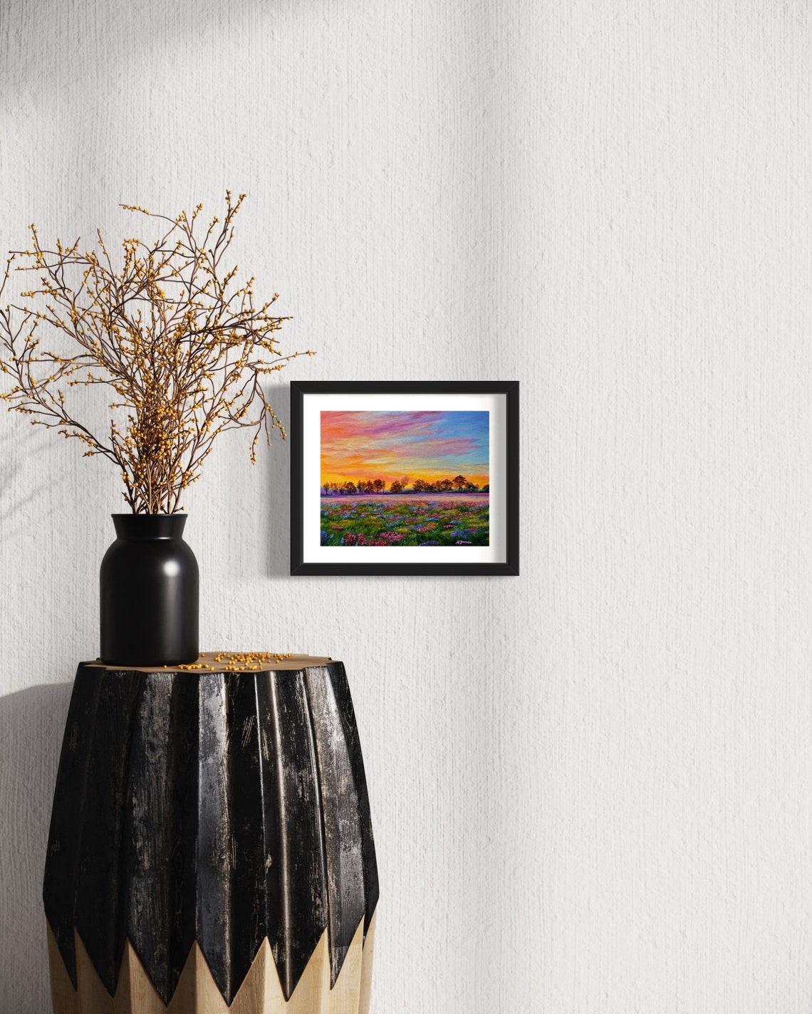 Colorful Sunset With Flower Field Art Print - Etsy