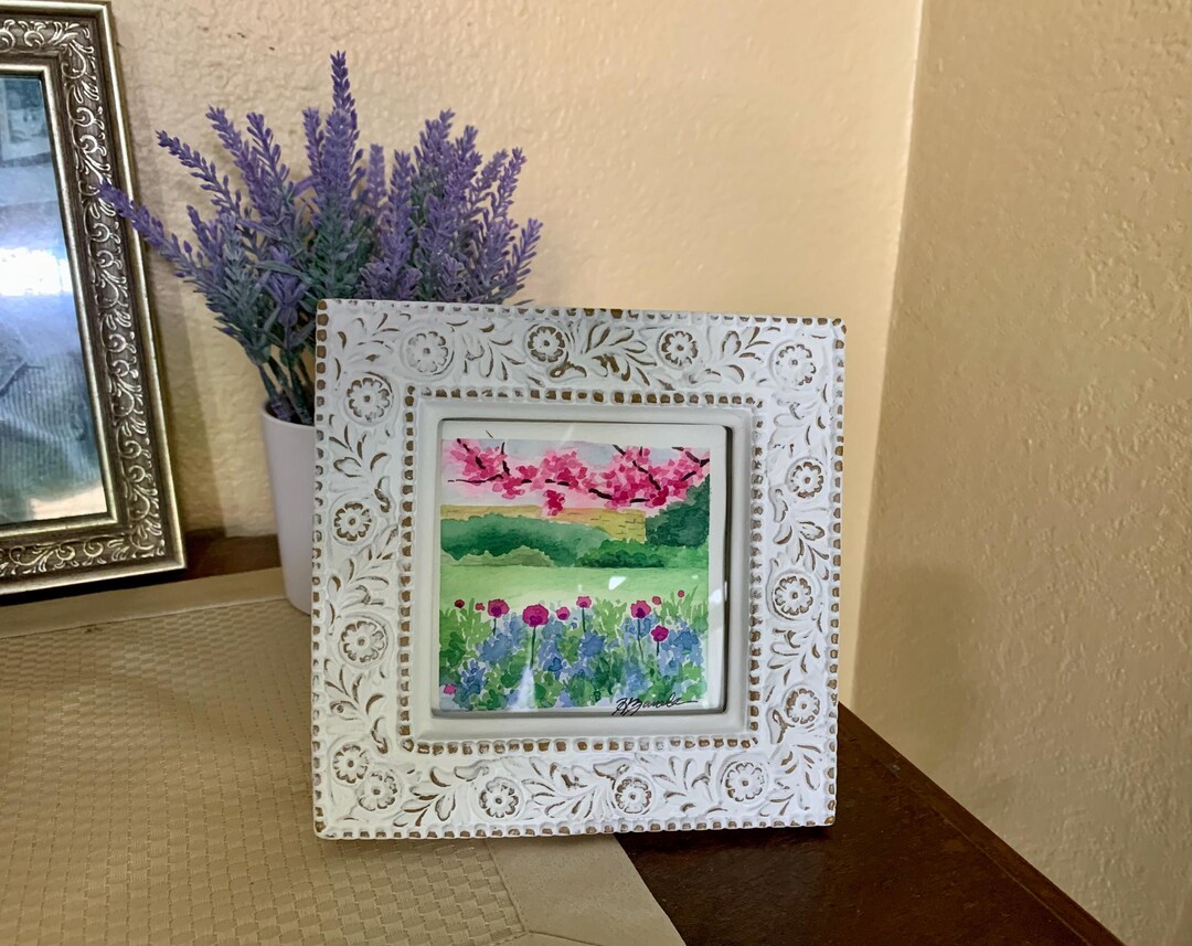 Mini Watercolor Original Painting Framed White Small Frame - Etsy