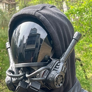 Cyberpunk Mask Futuristic Sci-fi Techwear Helmet With Tinted - Etsy