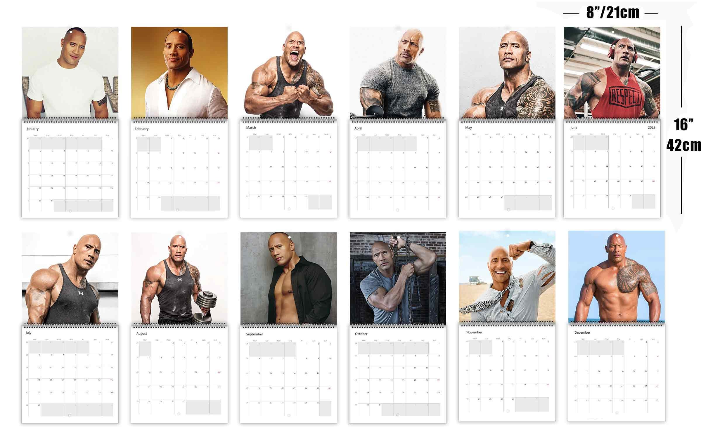 Dwayne Johnson Personalised 2024 Large Wall Calendar 12 Month Planner ...