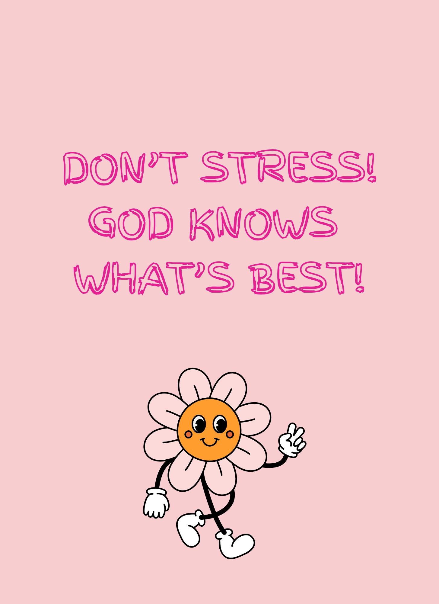 Kids Christian Wall Art: Don't Stress! God Knows What's Best! - Etsy