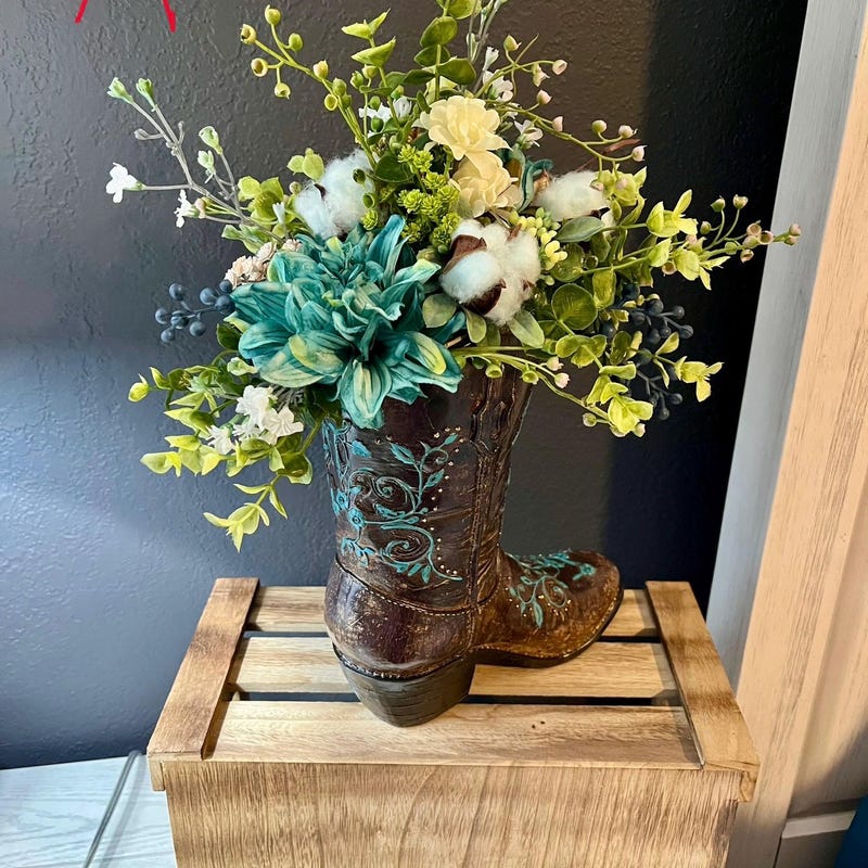Cowboy Boot Vase - Etsy