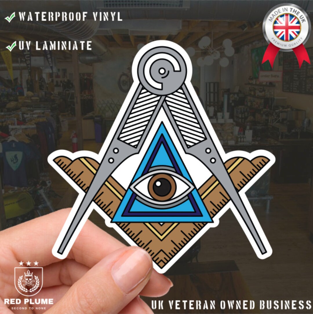Waterproof Square and Compass Decal With All-seeing Eye Craft Symbol UV ...