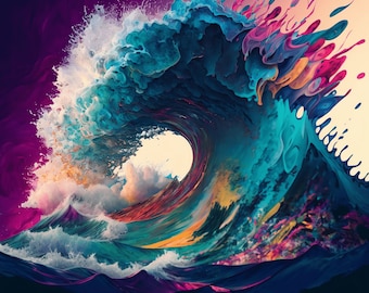 Vibrant Astronaut- Digital Art Print, AI Generated, Midjourney, Wall ...