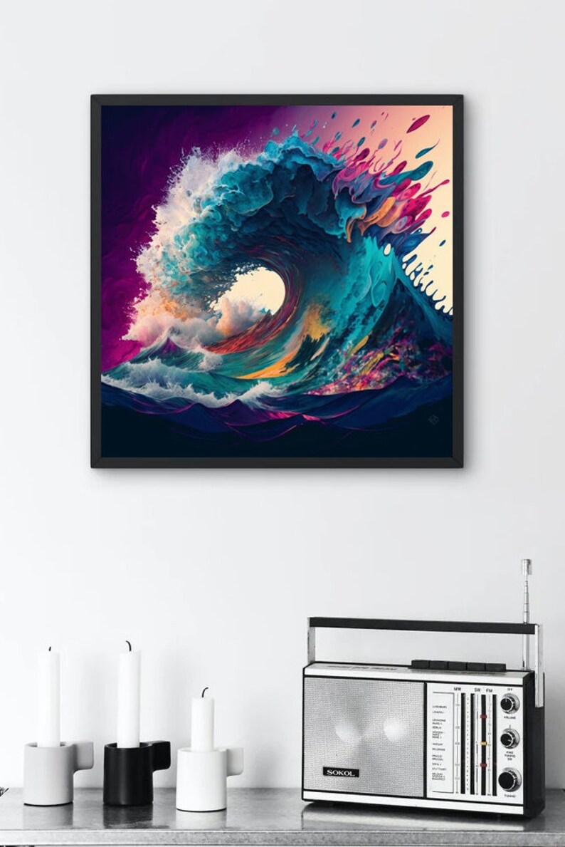 Vibrant Wave - Digital Art Print, AI Generated, Midjourney, Wall Art, AI Art, Digital Download ...