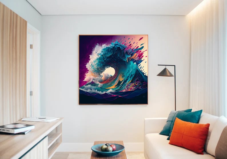 Vibrant Wave - Digital Art Print, AI Generated, Midjourney, Wall Art ...