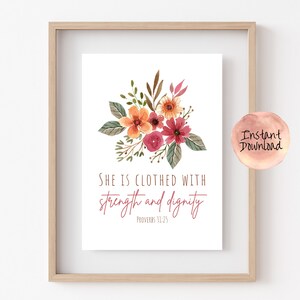 Proverbs 31 Printable Boho Floral Wall Art With Scripture - Etsy