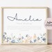 Amelia Name Meaning Sign, Biblical Name Definition Print, Floral Wall ...