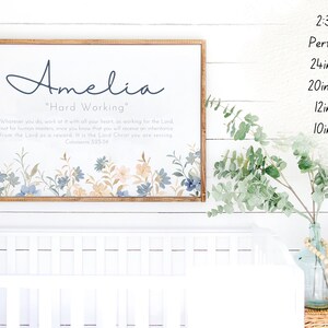 Amelia Name Meaning Sign, Biblical Name Definition Print, Floral Wall ...