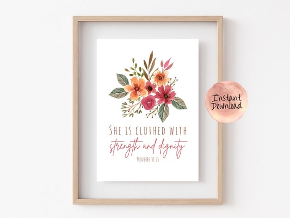 Proverbs 31 Printable Boho Floral Wall Art With Scripture - Etsy