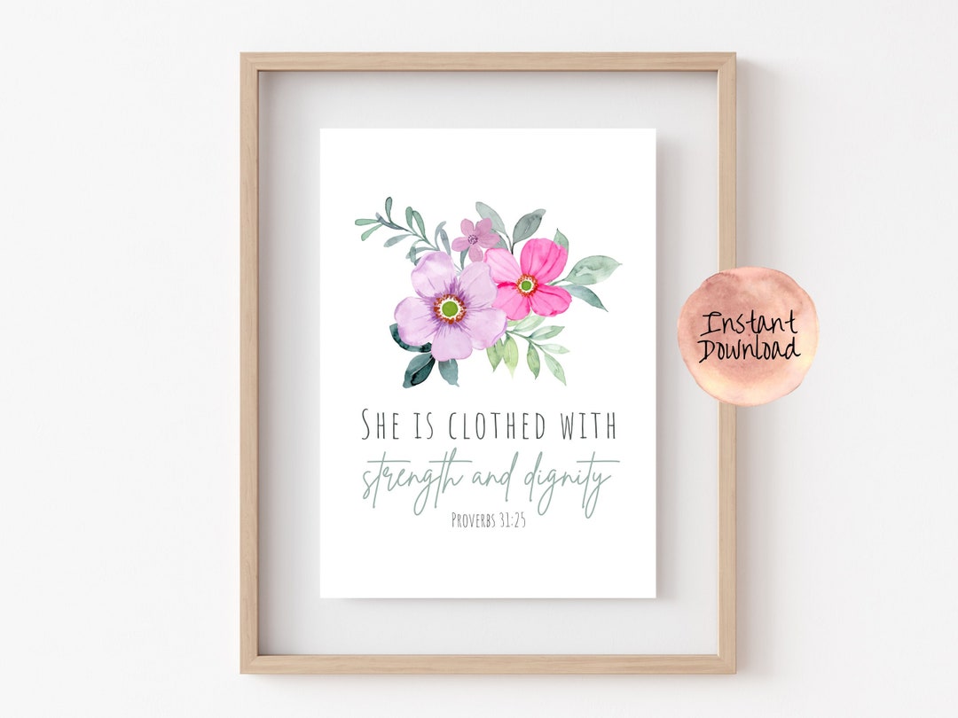 Proverbs 31 Printable Floral Wall Art With Scripture Bible - Etsy