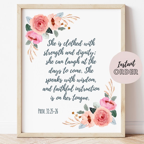 Proverbs 31 25 26 - Etsy