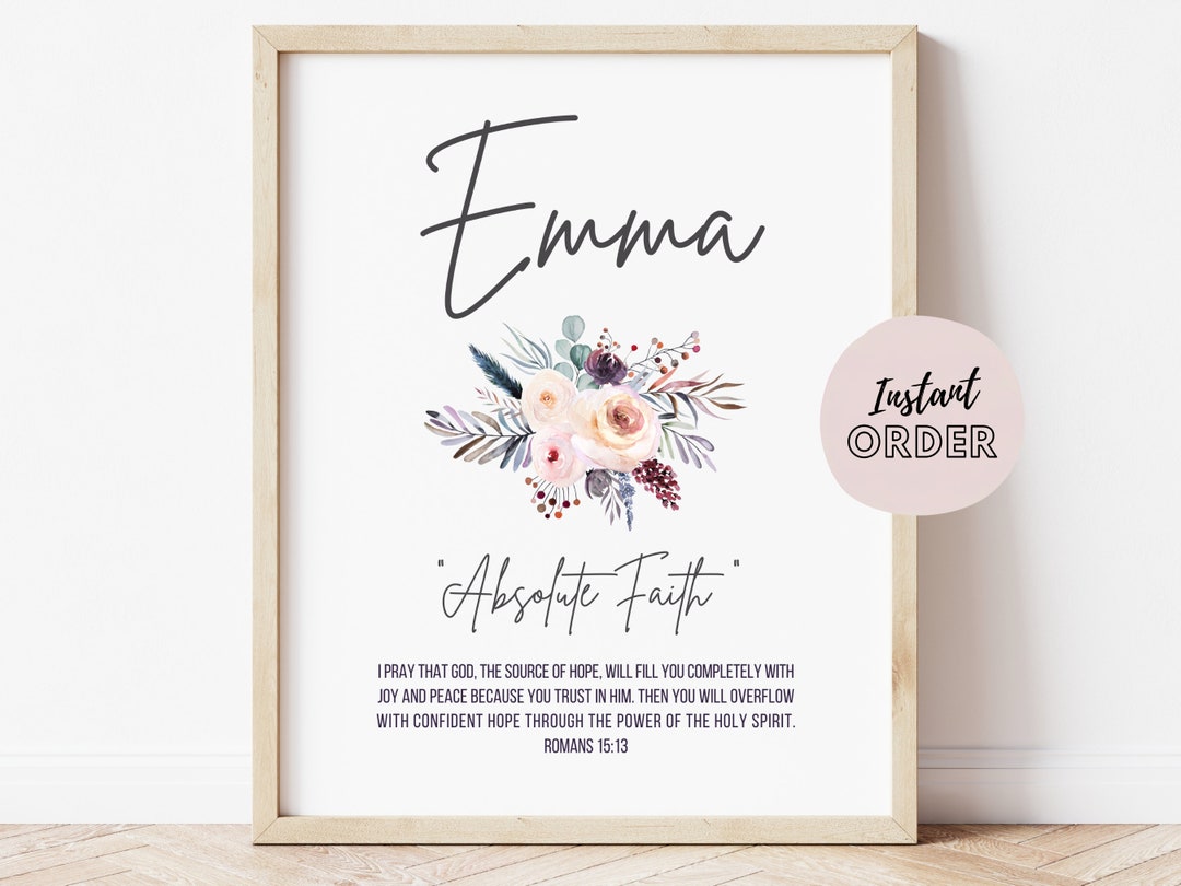 Emma Name Meaning Sign, Emma Name Meaning Print, Girl Name Print With ...
