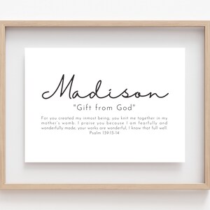 Madison Name Meaning Sign, Biblical Name Definition Print, Name Meaning ...