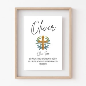 Oliver Name Definition Print, Biblical Name Meaning Sign, Cross Design ...