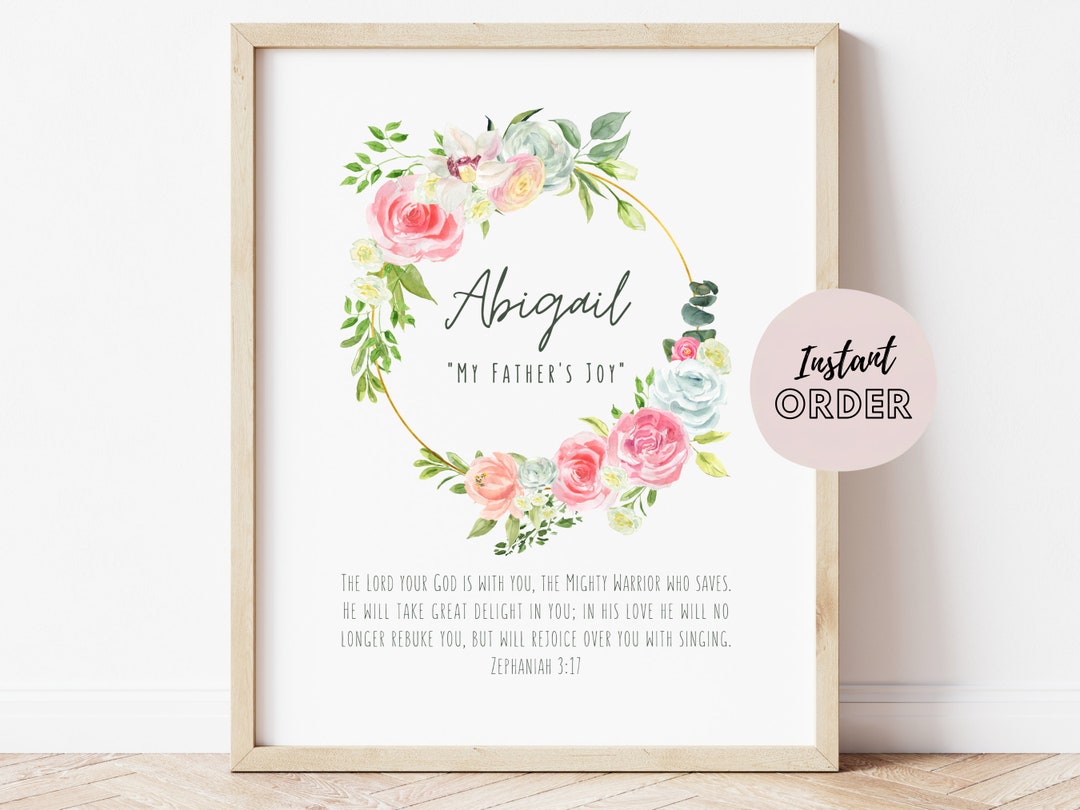 Abigail Name Meaning, Abigail Name Art, Name Meaning With Flower Wreath ...