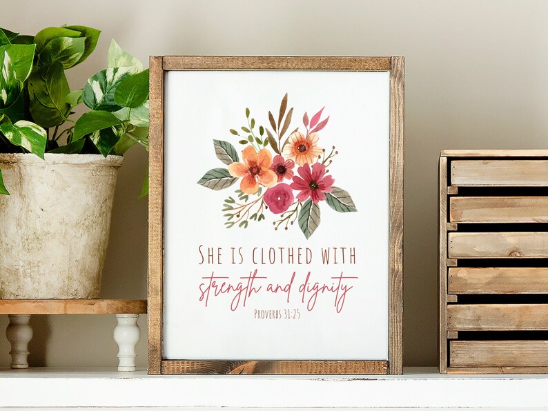 Proverbs 31 Printable Boho Floral Wall Art With Scripture - Etsy