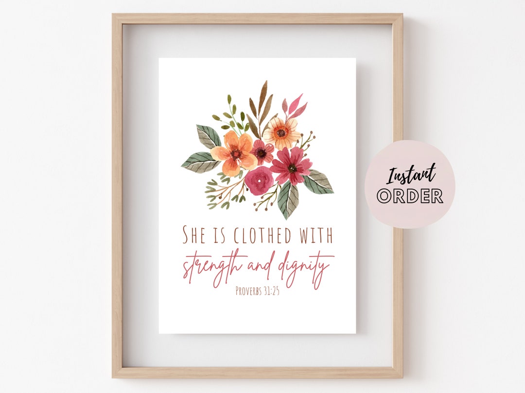 Proverbs 31 Printable | Boho Floral Wall Art With Scripture | Bible ...