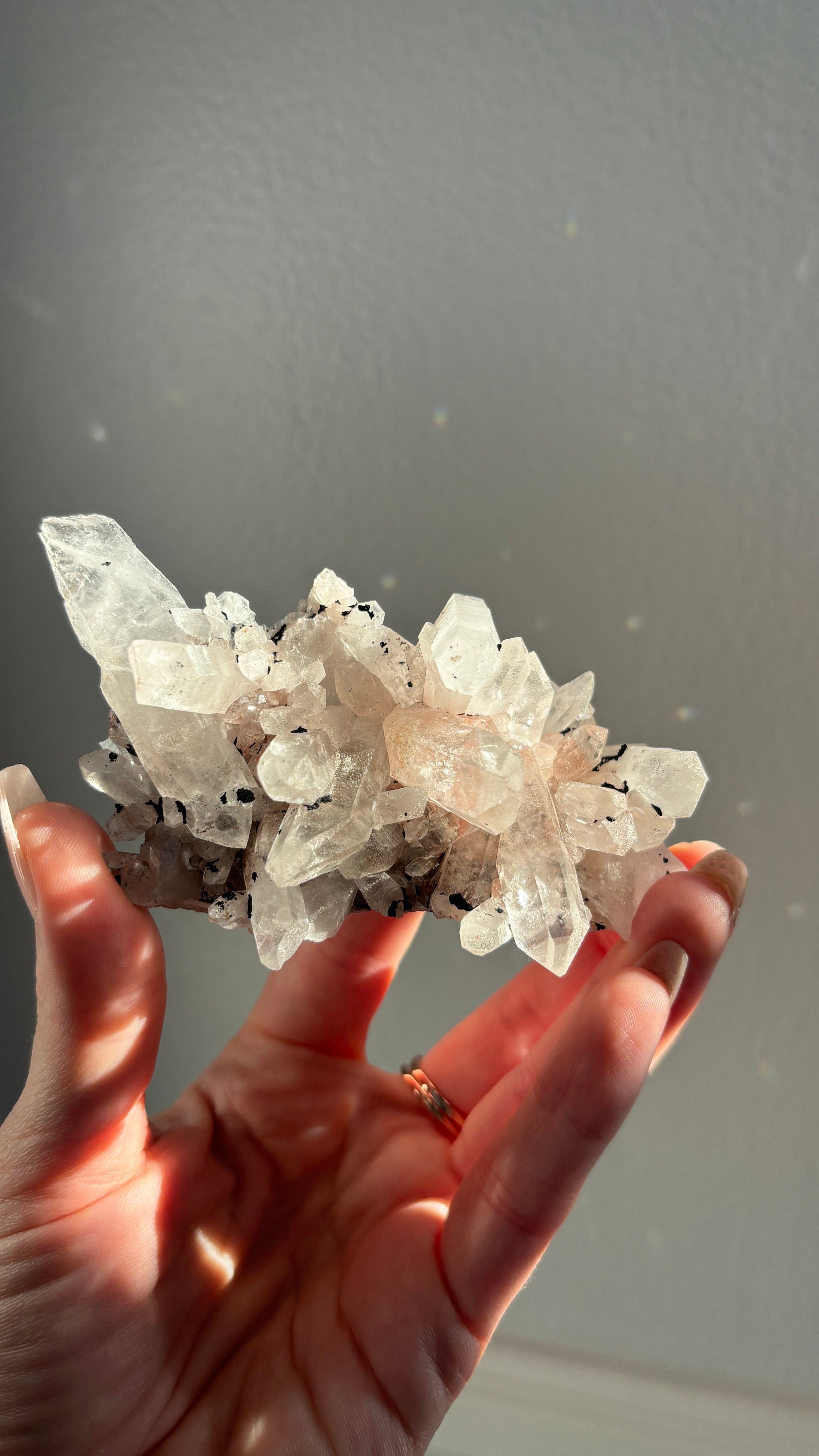 Mauve Pink Himalayan Quartz Cluster Coated in Anatase, Unique Moody ...