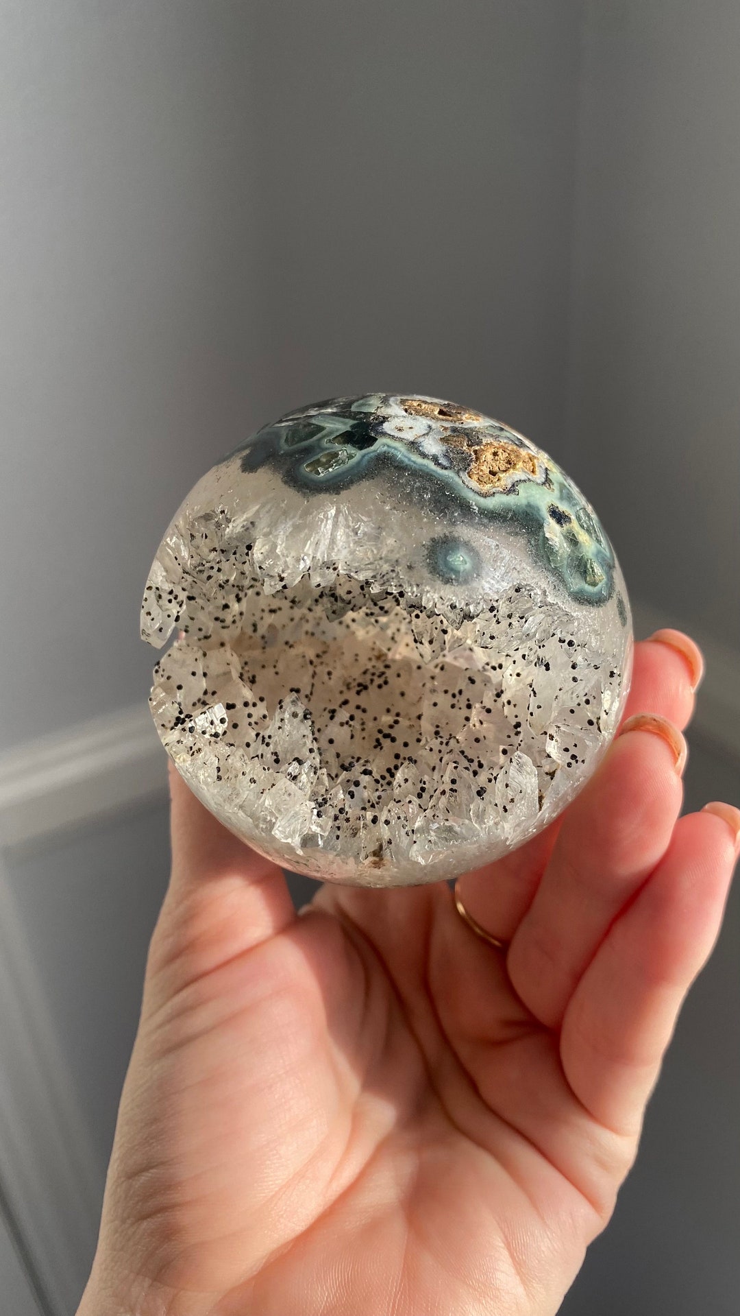 Agate Sphere With Goethite, Unique Teal and Blue Coloring, Stunning ...
