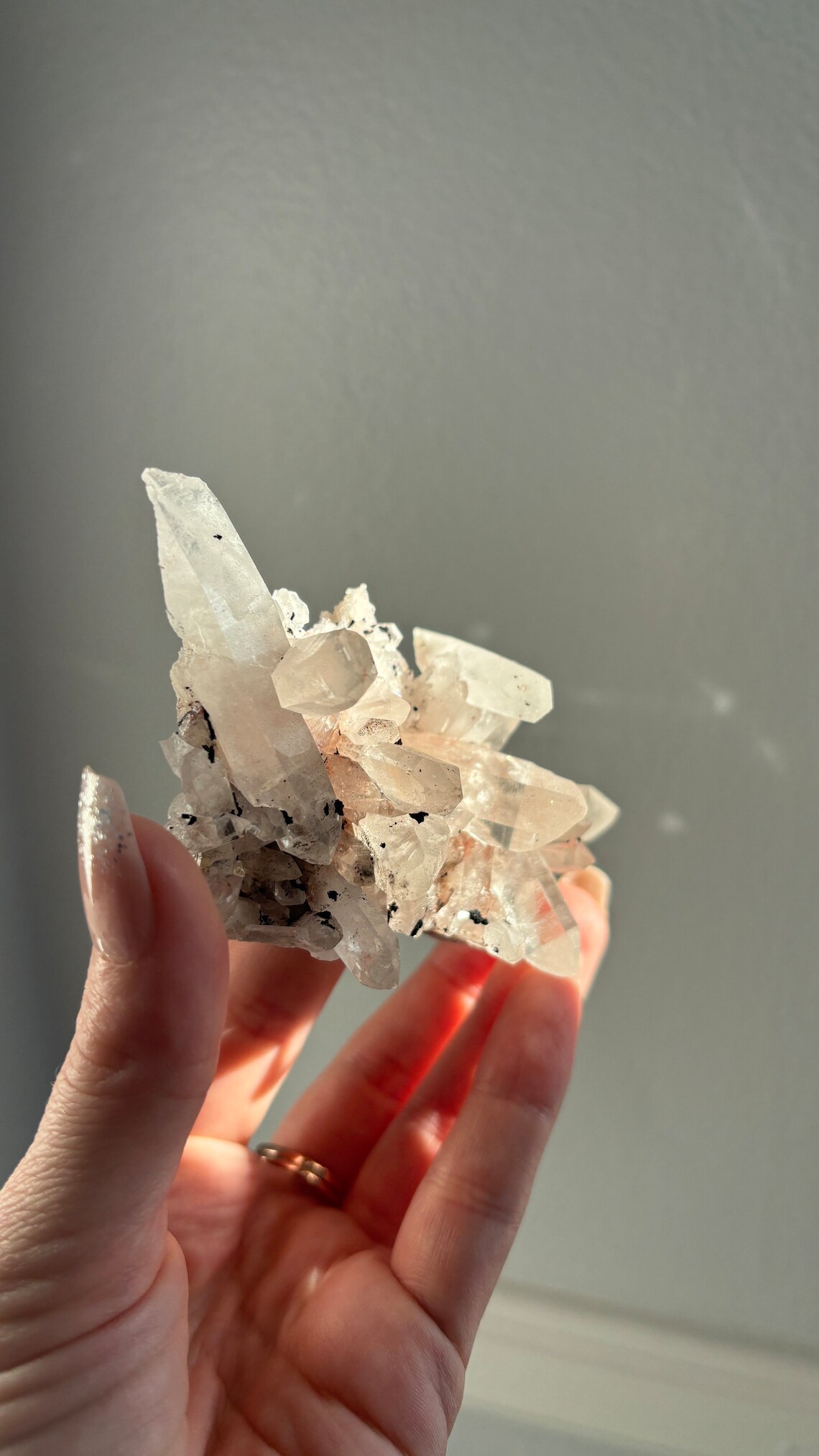 Mauve Pink Himalayan Quartz Cluster Coated in Anatase, Unique Moody ...