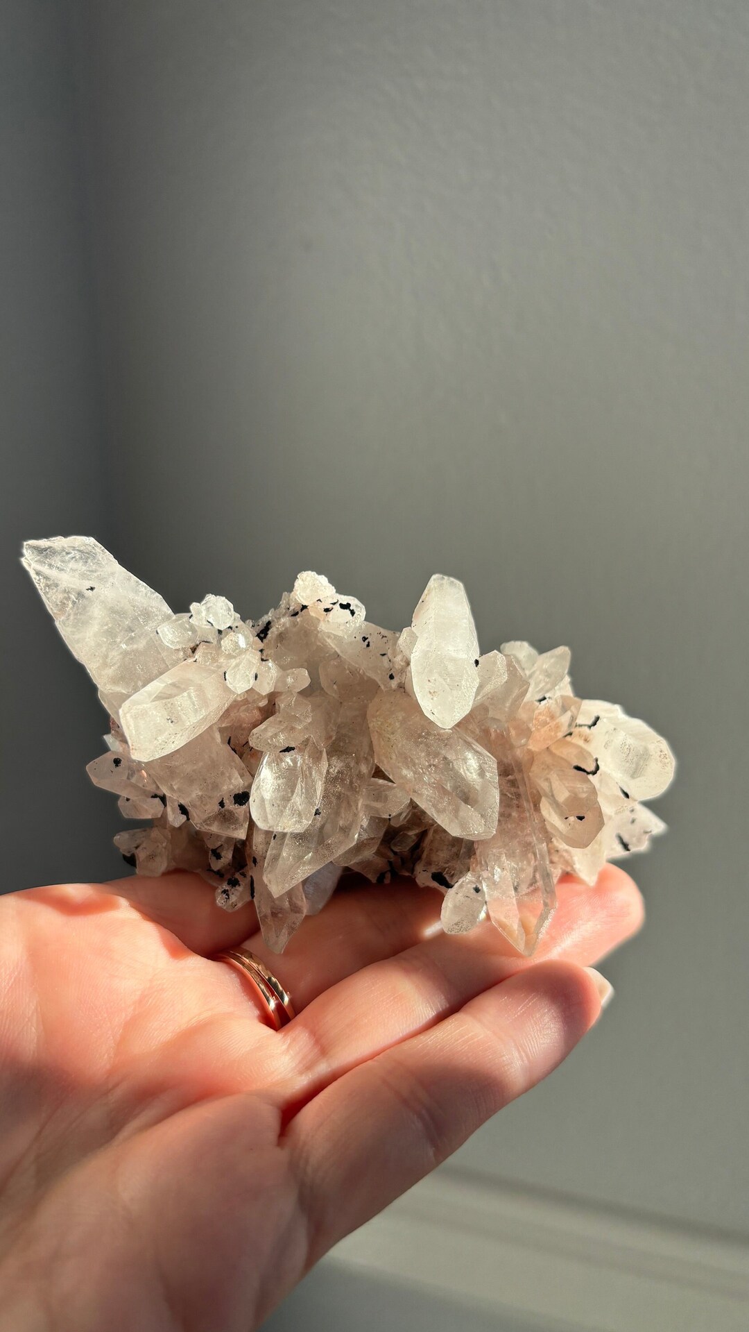 Mauve Pink Himalayan Quartz Cluster Coated in Anatase, Unique Moody ...