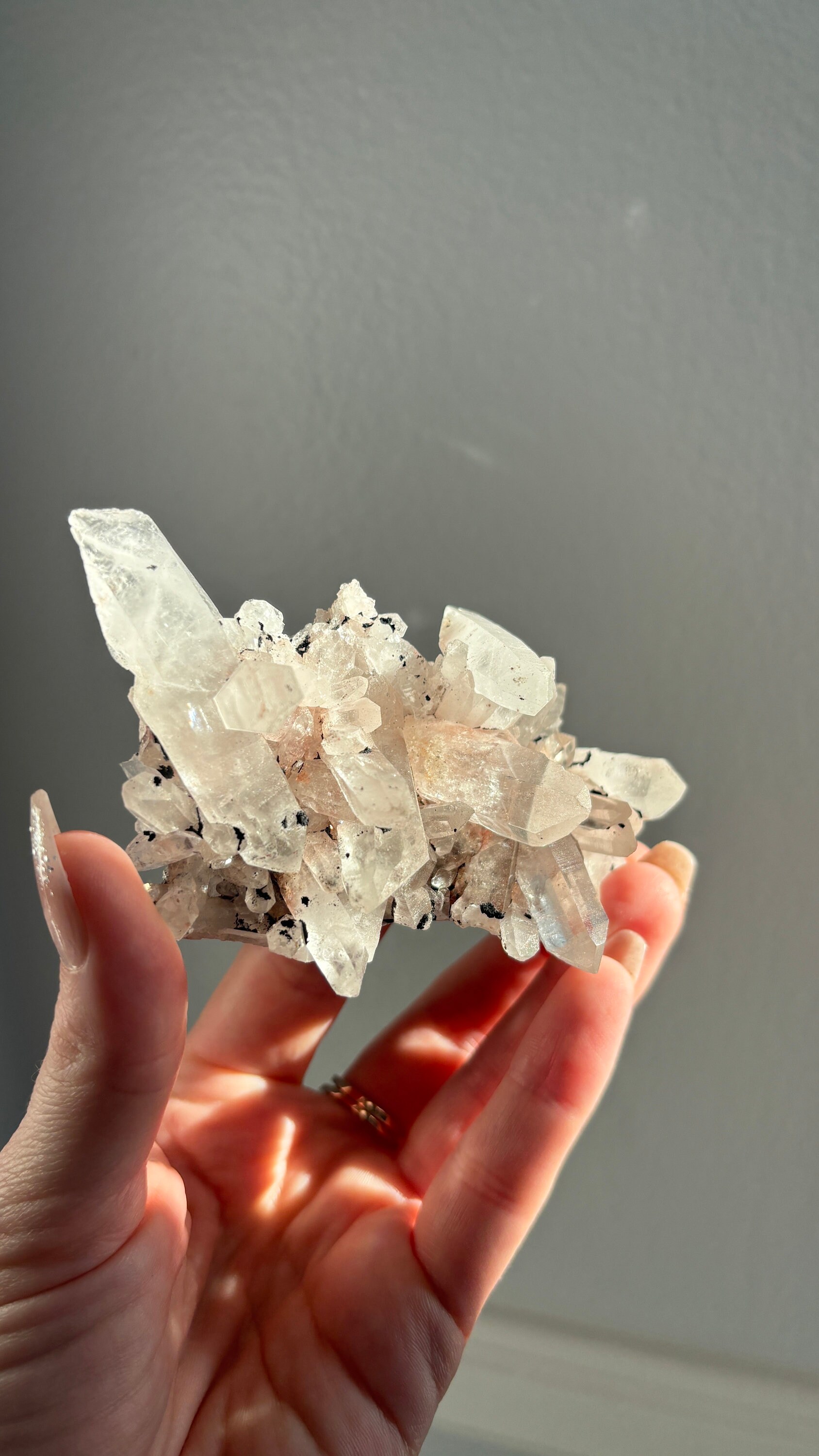 Mauve Pink Himalayan Quartz Cluster Coated in Anatase, Unique Moody ...