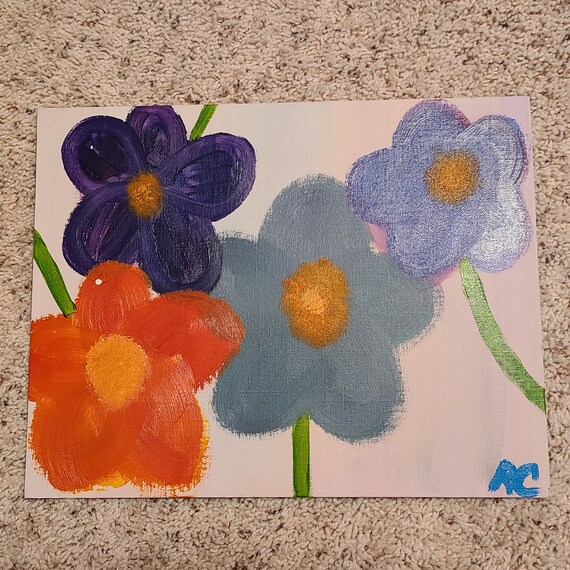 Acrylic Flower Painting - Etsy