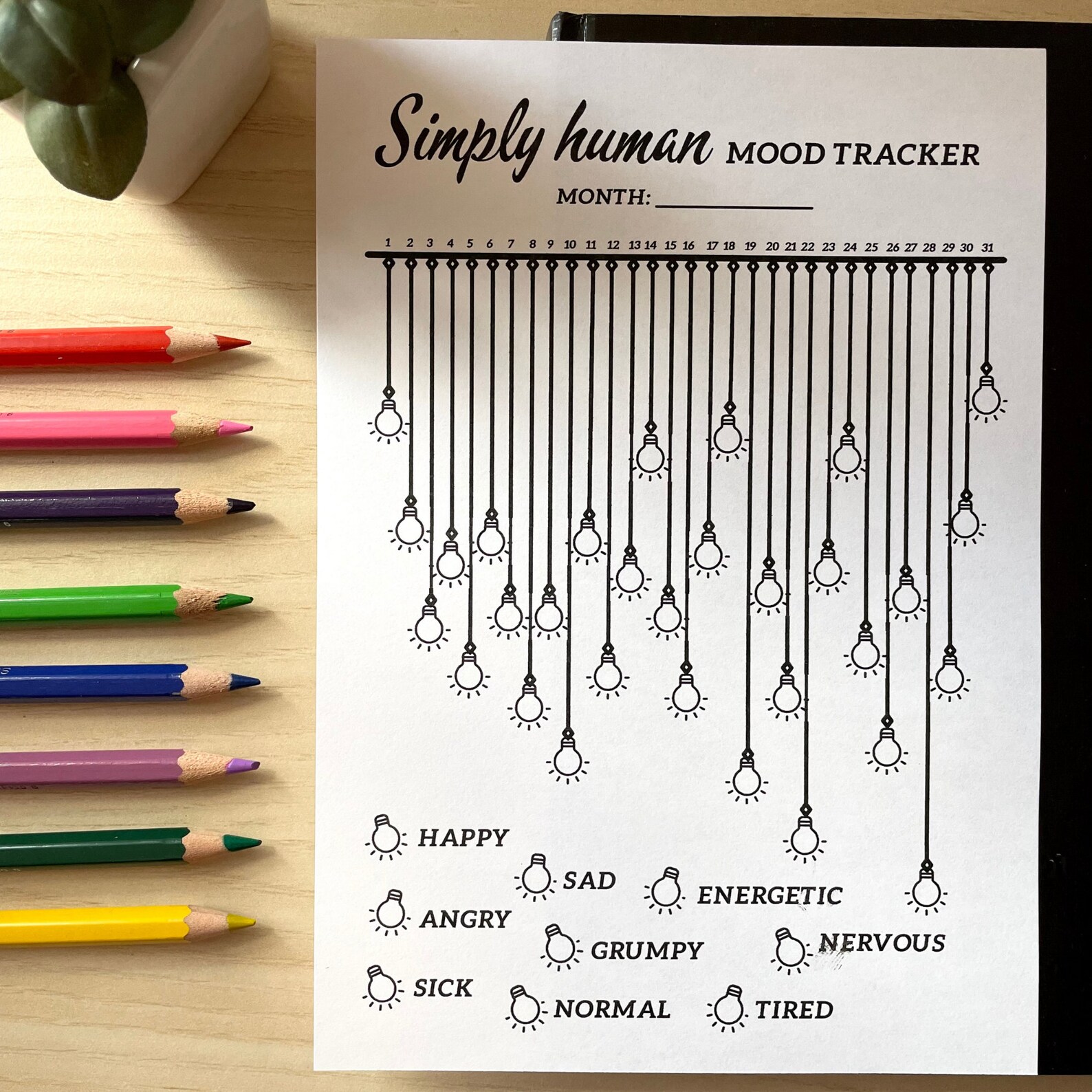 Mood Tracker, Monthly Mood Tracker, Daily Mood Tracker, Daily Self-care ...