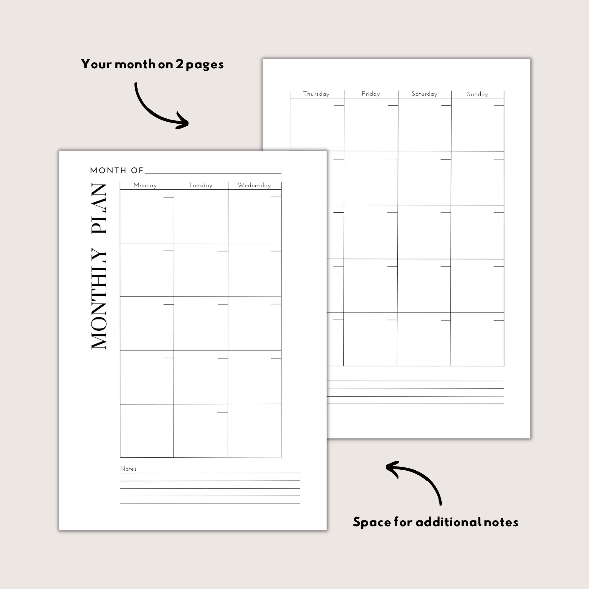 Undated Monthly, Weekly & Daily Printable Planner Bundle | Instant ...