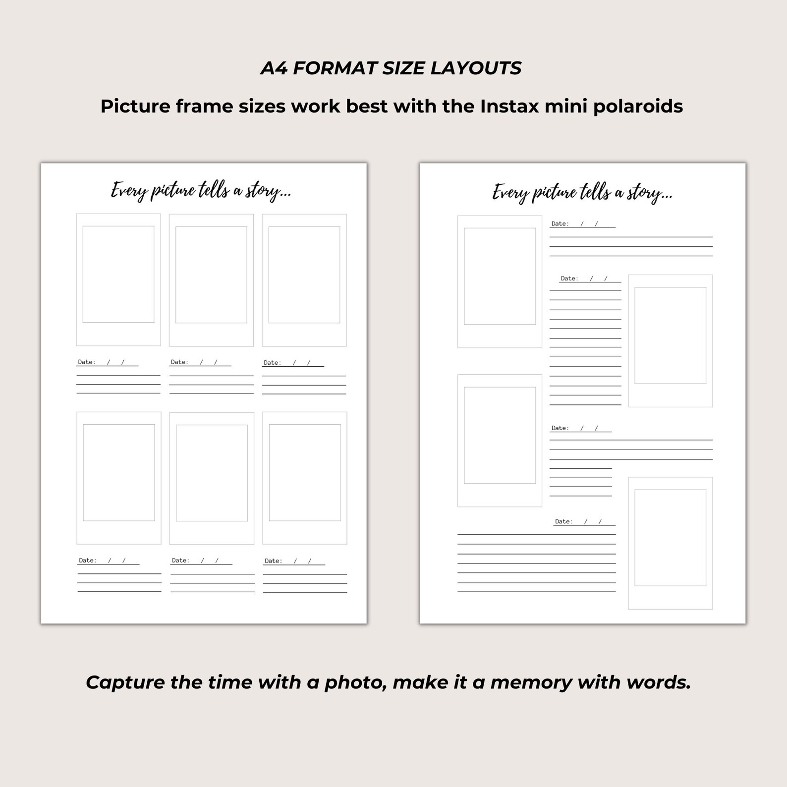 Printable Photo Album Pages, Polaroid Photo Album, Photo Diary ...