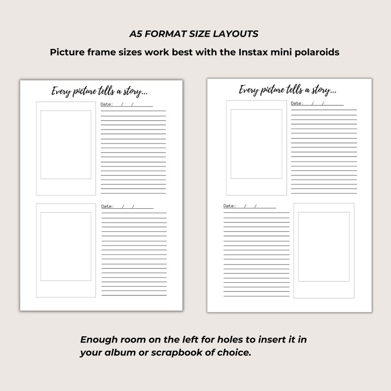 Printable Photo Album Pages, Polaroid Photo Album, Photo Diary ...