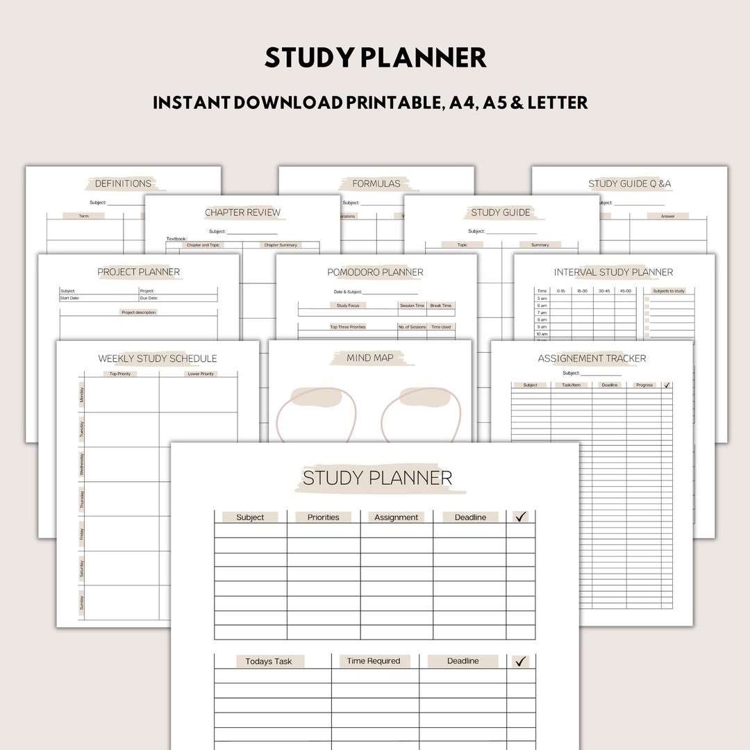 Study Planner Printable, Complete Study Planner, Digital Student ...