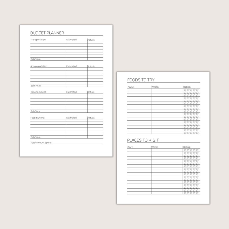 Printable Travel Planner, Vacation and Trip Itinerary Organizer, Budget ...