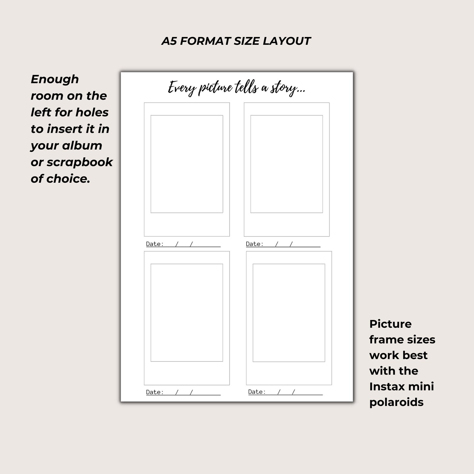 Printable Photo Album Pages, Polaroid Photo Album, Photo Diary ...