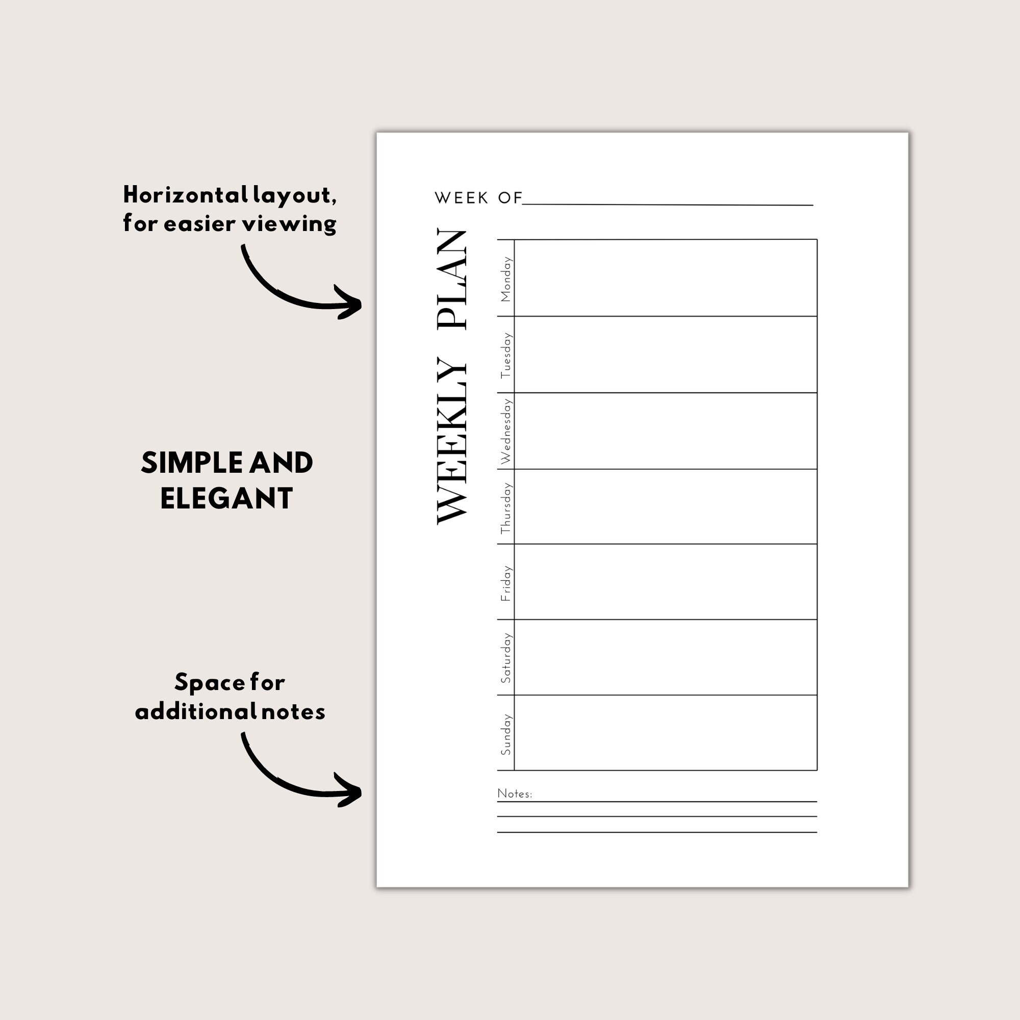 Undated Monthly, Weekly & Daily Printable Planner Bundle | Instant ...